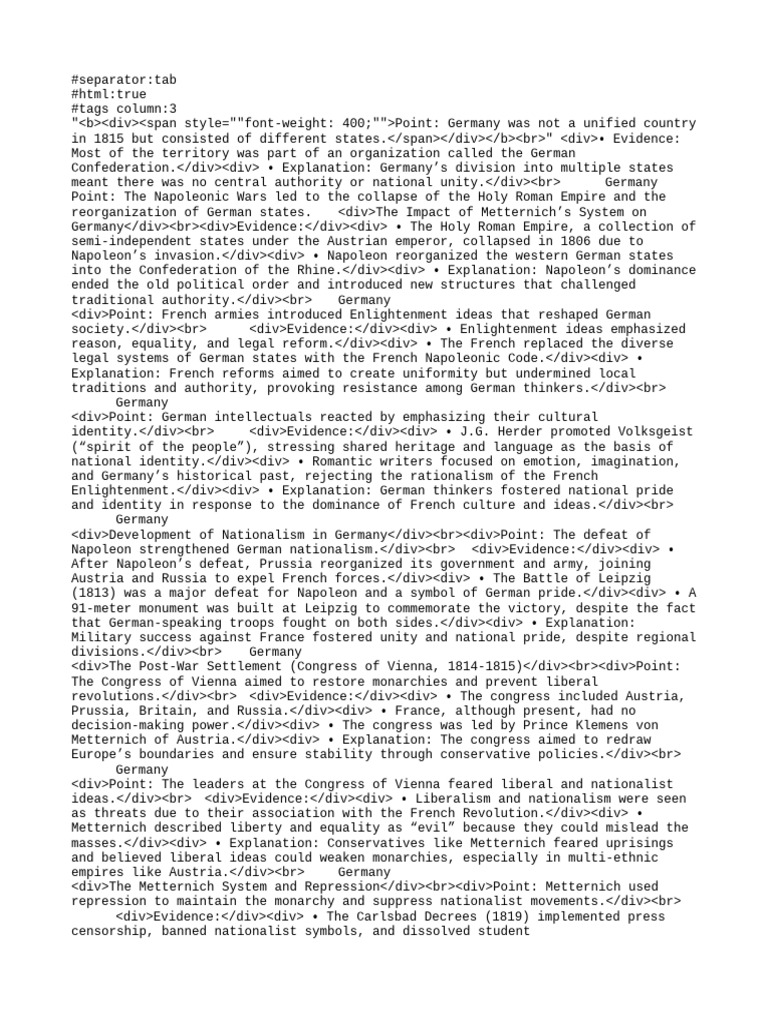 History (As Level) - Liberalism and Nationalism in Germany - 3.1 | PDF ...