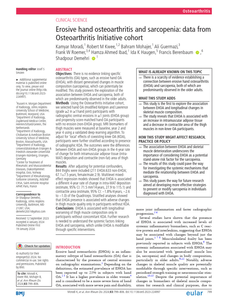 Erosive Hand Osteoarthritis | PDF | Arthritis | Osteoarthritis
