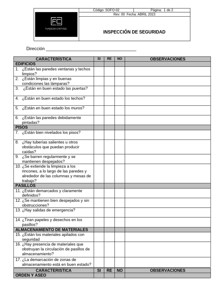 (SOFO-02) Inspección de Seguridad | PDF