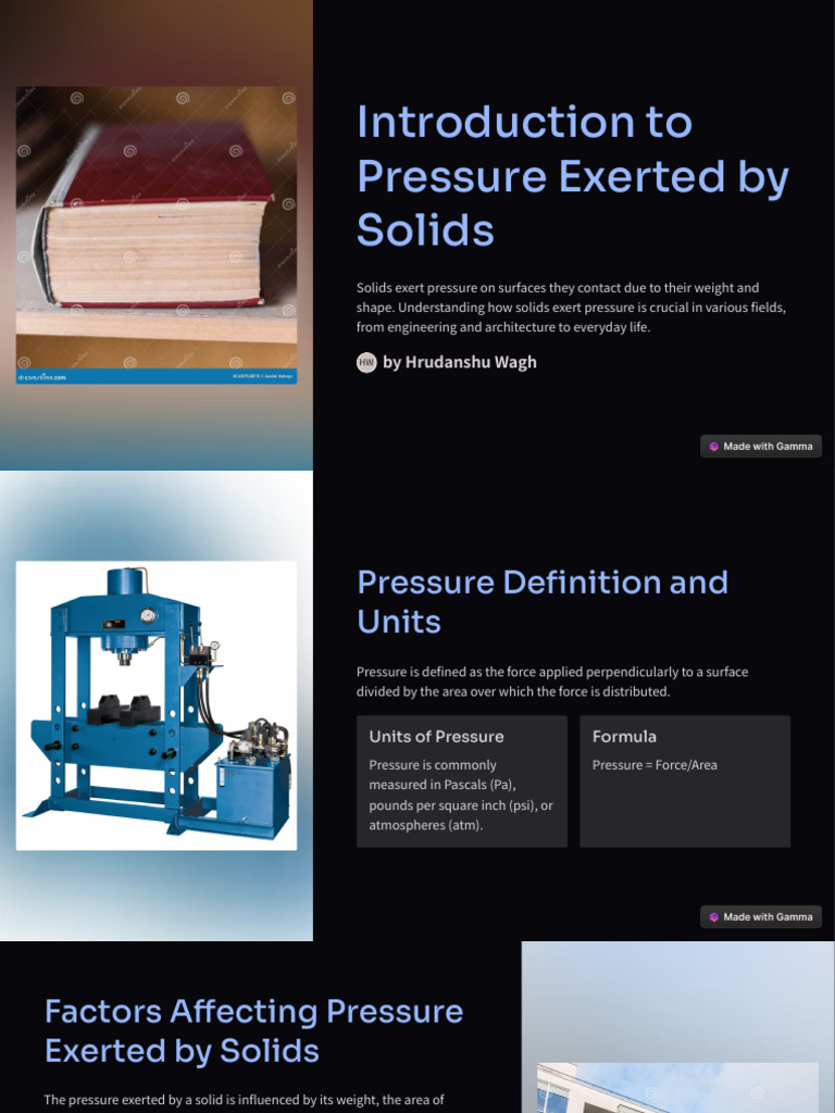 Understanding Pressure Exerted by Solids | PDF | Pressure | Force