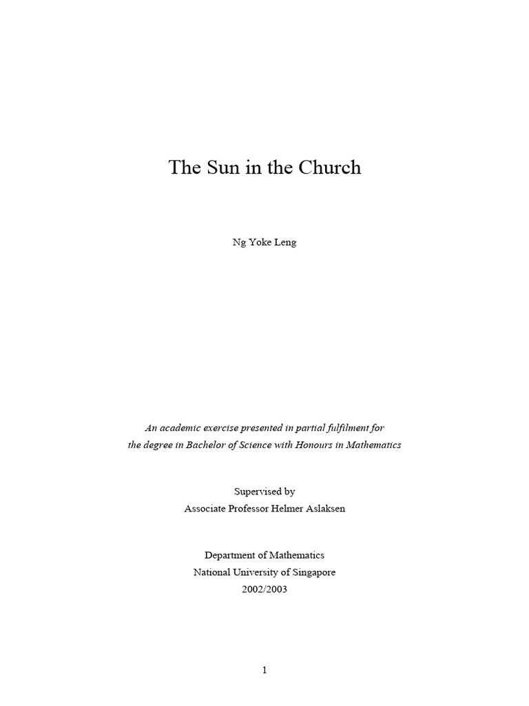 The Sun in The Church: NG Yoke Leng | PDF | Easter | Last Supper