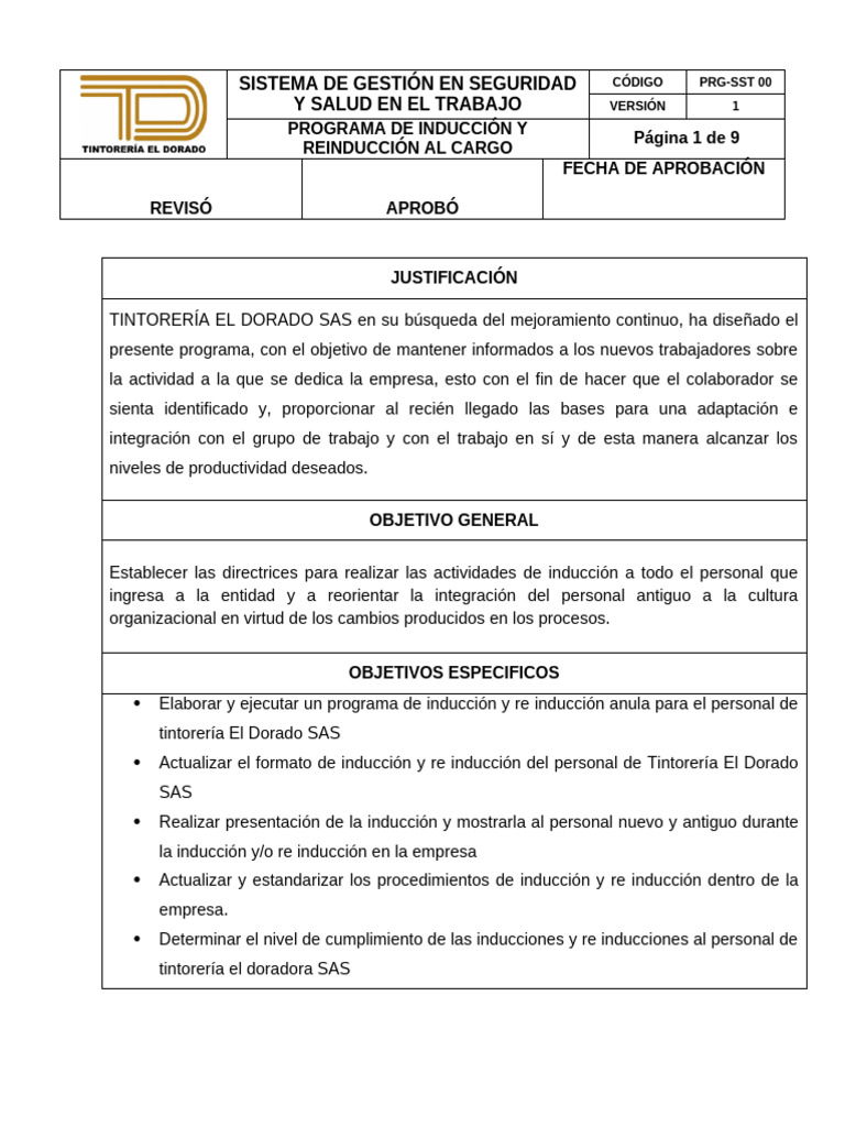 PGR-SST007 PROGRAMA DE INDUCCIÓN Y REINDUCCION | PDF | Gestión de recursos humanos | Empleo