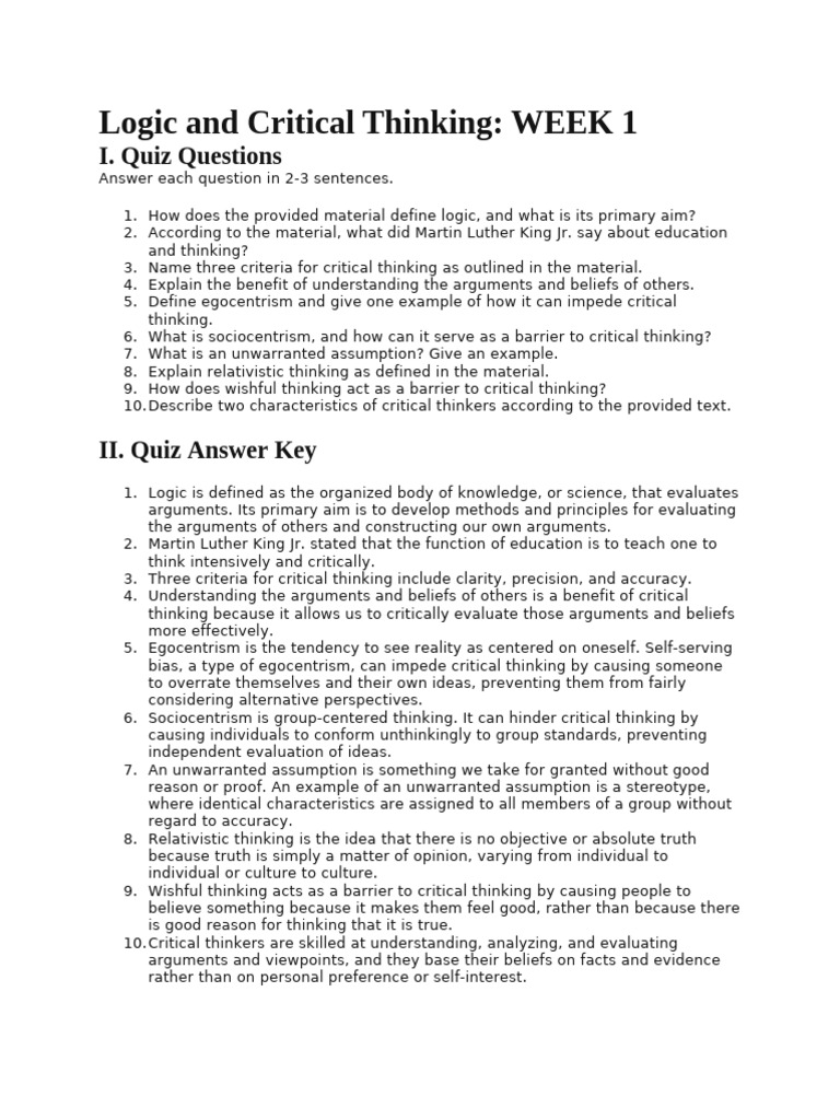 Logic and Critical Thinking Essentials | PDF | Critical Thinking | Thought