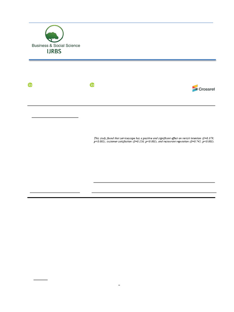 The Effect of Servicescape On Consumer Revisit Int | PDF | Customer ...