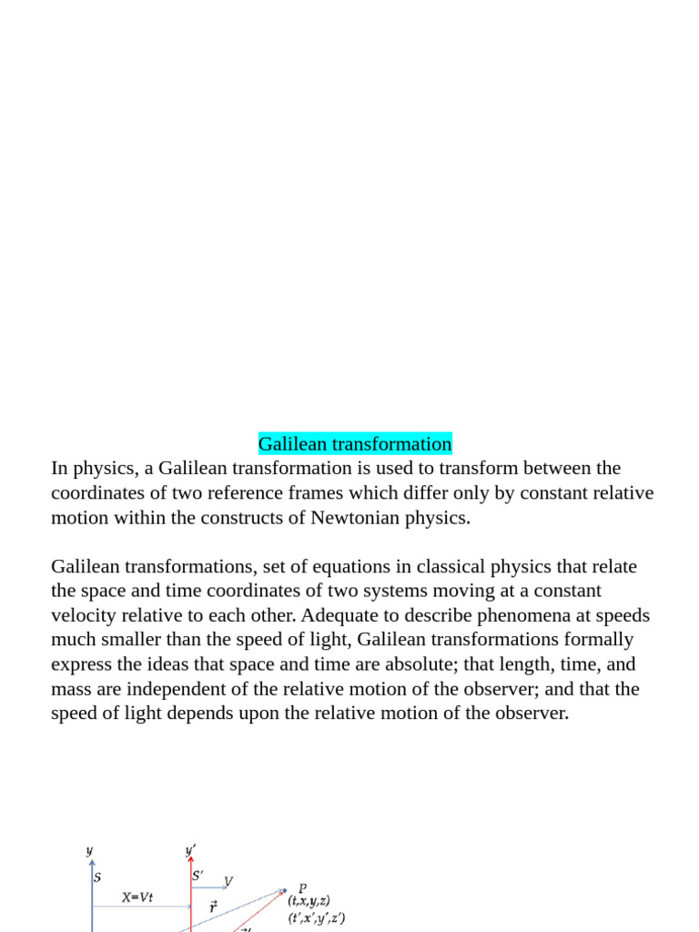 Galilean vs. Lorentz Transformations | PDF | Special Relativity | Spacetime