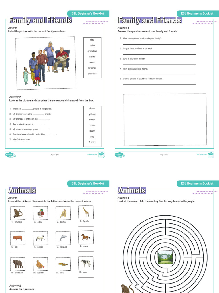 ESL Beginner's Activities Booklet | PDF