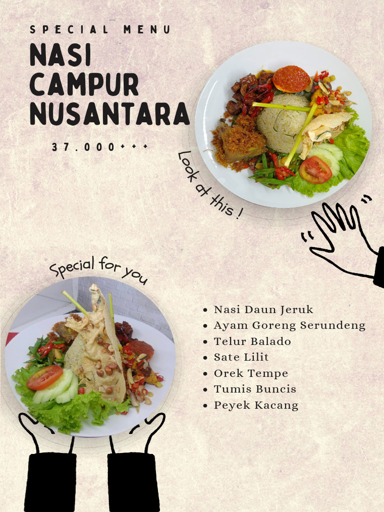 Hitam Krem Lucu Sederhana Menu Ayam | PDF