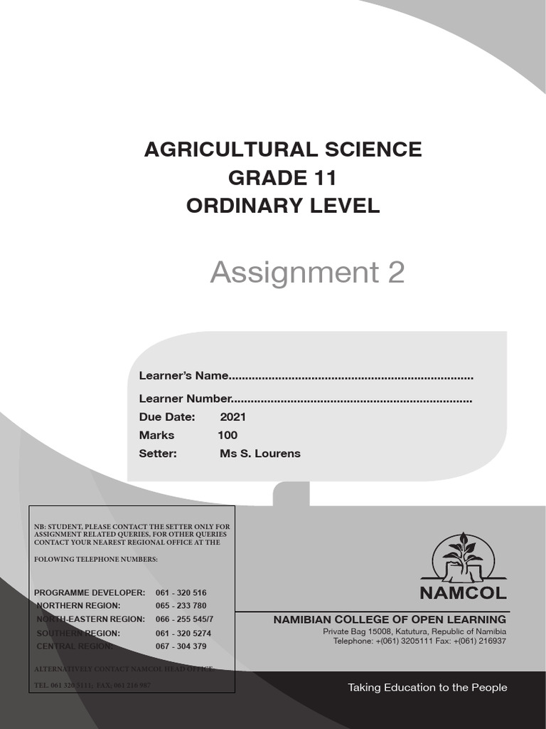 Agricultural Science Assignment 2 2021 Grade 11 | PDF | Selective ...