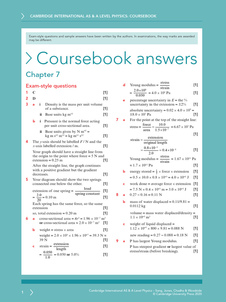 AS & A Level Physics Exam Questions | PDF | Pressure | Stress (Mechanics)