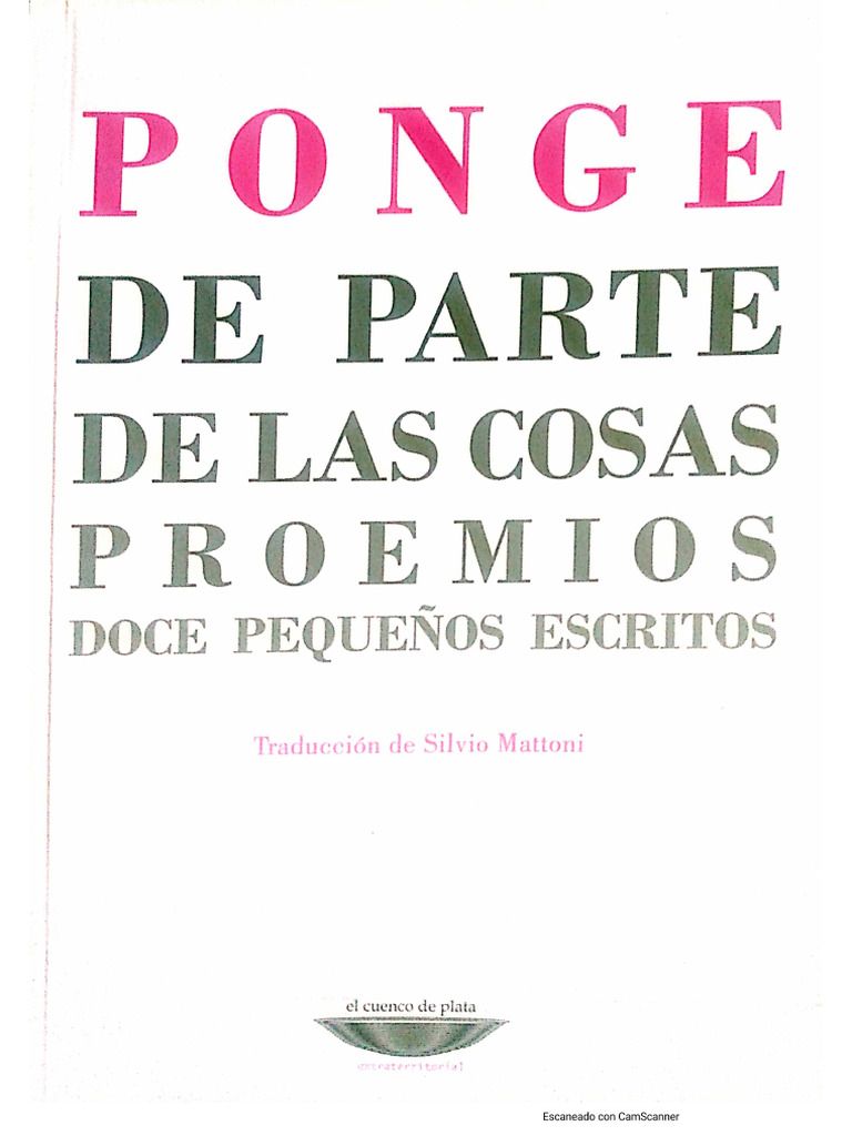 De Parte de Las Cosas Francis Ponge | PDF