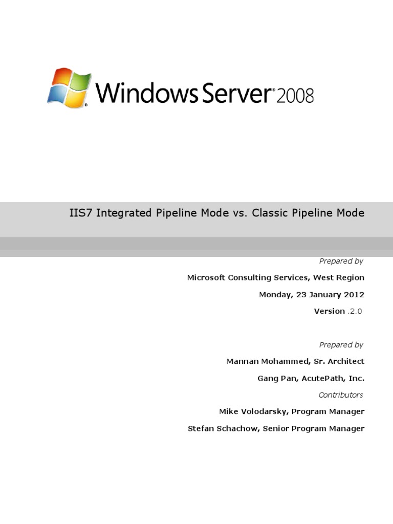 IIS7 Integrated Pipeline Mode Vs Classic Mode V2 4 | PDF | Internet Information Services ...