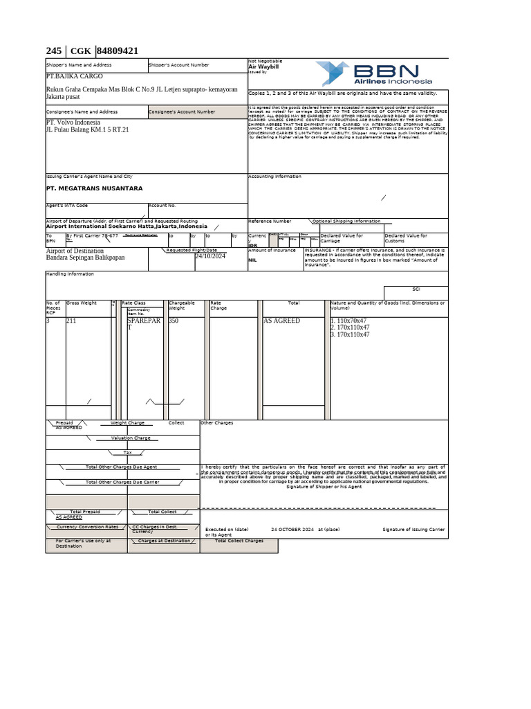 AWB BBN 245-84809421 BAJIKA | PDF