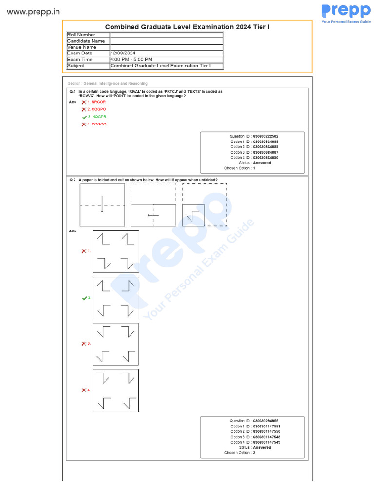SSC CGL 2024 Tier I Question Paper | PDF