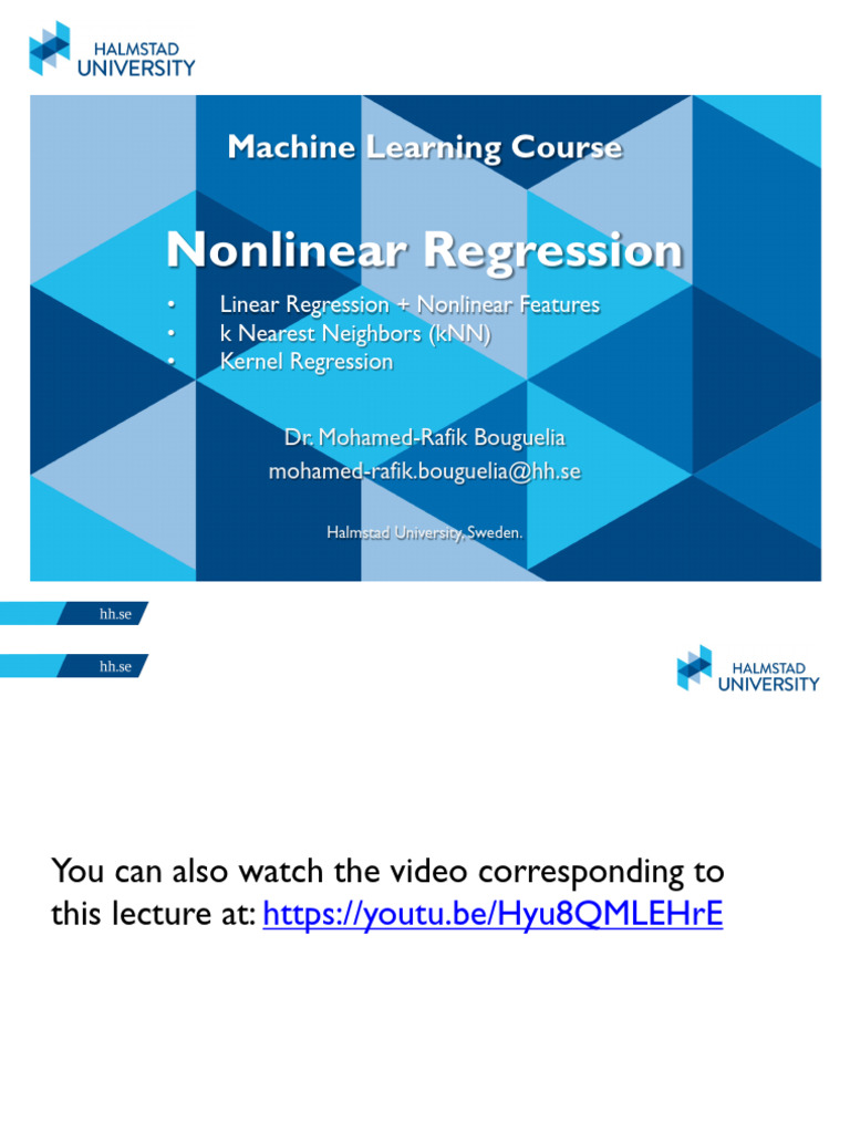 Lecture 2.2 Nonlinear Regression with Nonlinear Features, kNN, and Kernel Regression | PDF ...