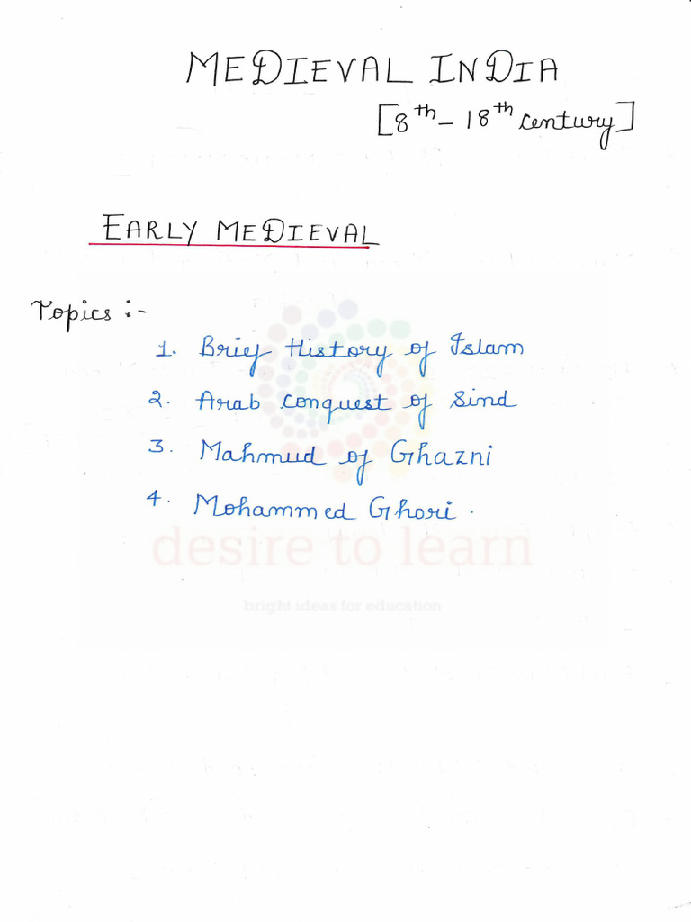 DTL Medieval History Handwritten Notes | PDF