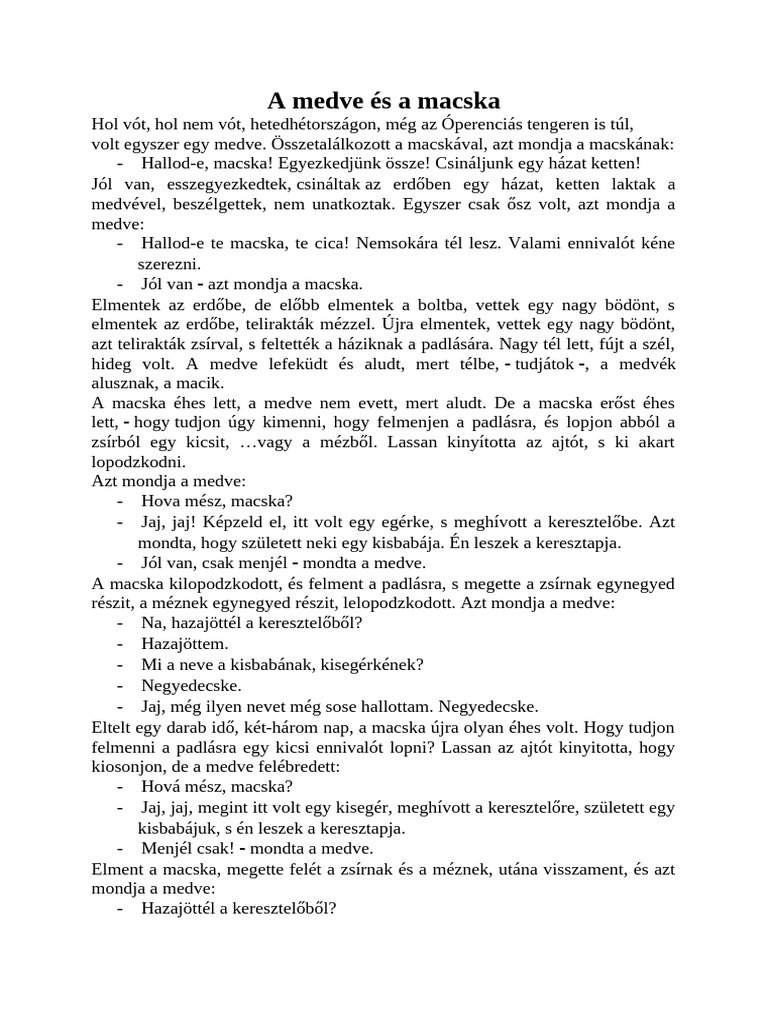 A medve és a macska | PDF