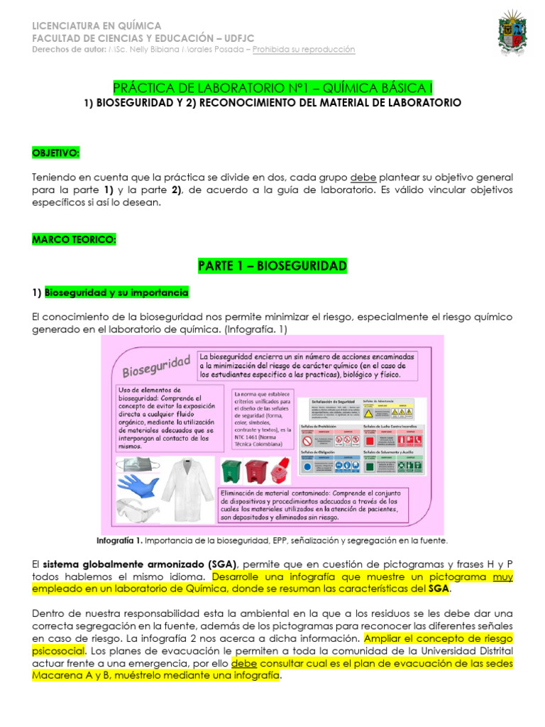 P1-Bioseguridad y Reconocimiento de material-QB1 | PDF | Laboratorios