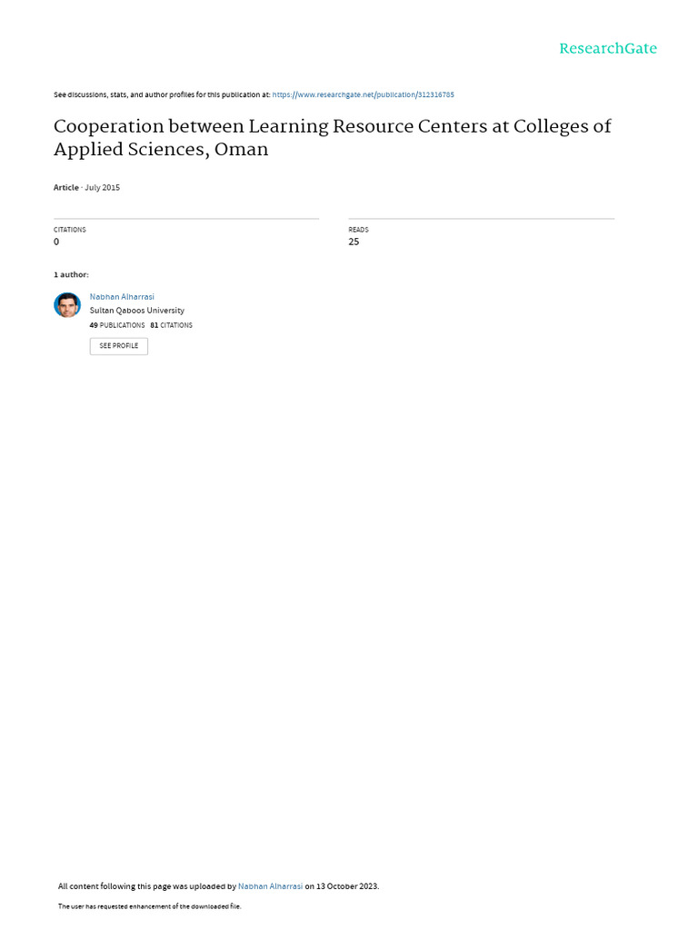 Cooperation Between Learning Resource Centers at Colleges of Applied ...