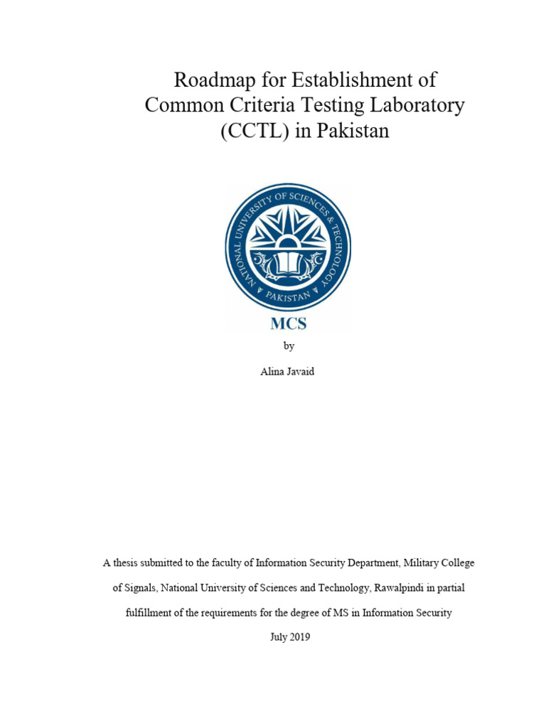 TIS-275 Roadmap for Establishment of Common Criteria Testing Laboratory ...