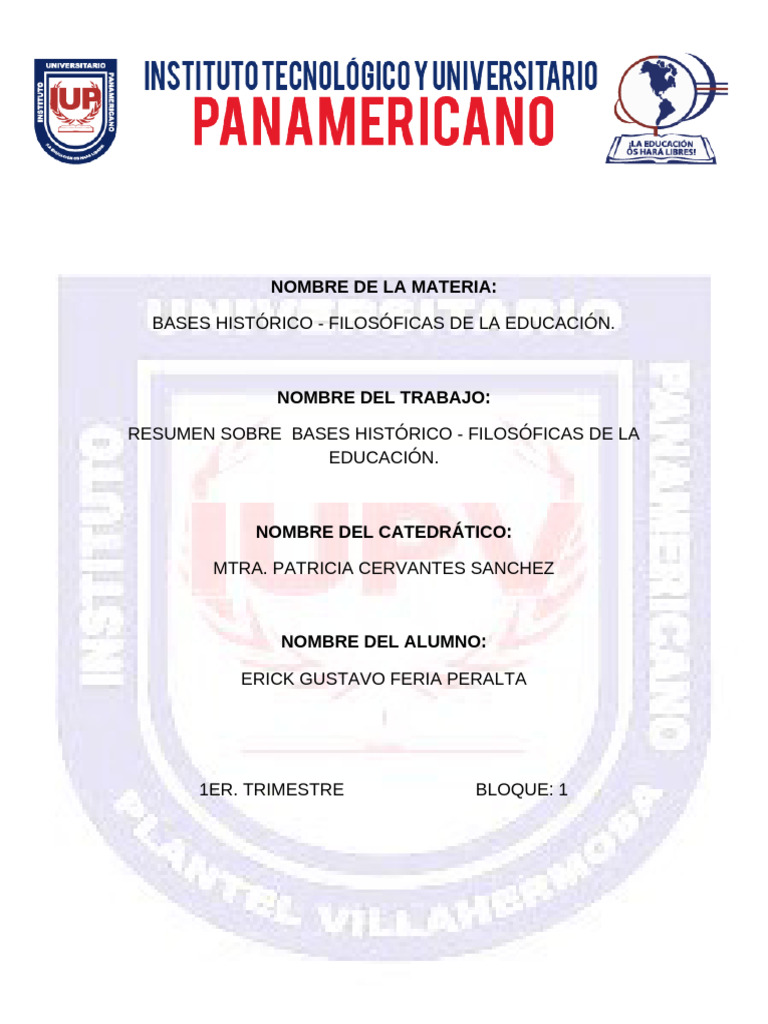 Bases Histórico - Filosóficas de La Educación 1 Erick 18-01-2025 10 34 ...
