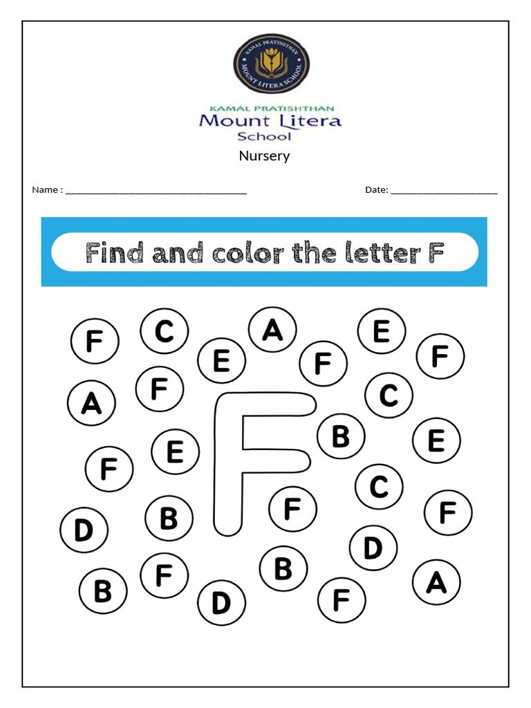 letter _F WORKSHEET Find and circle F | PDF
