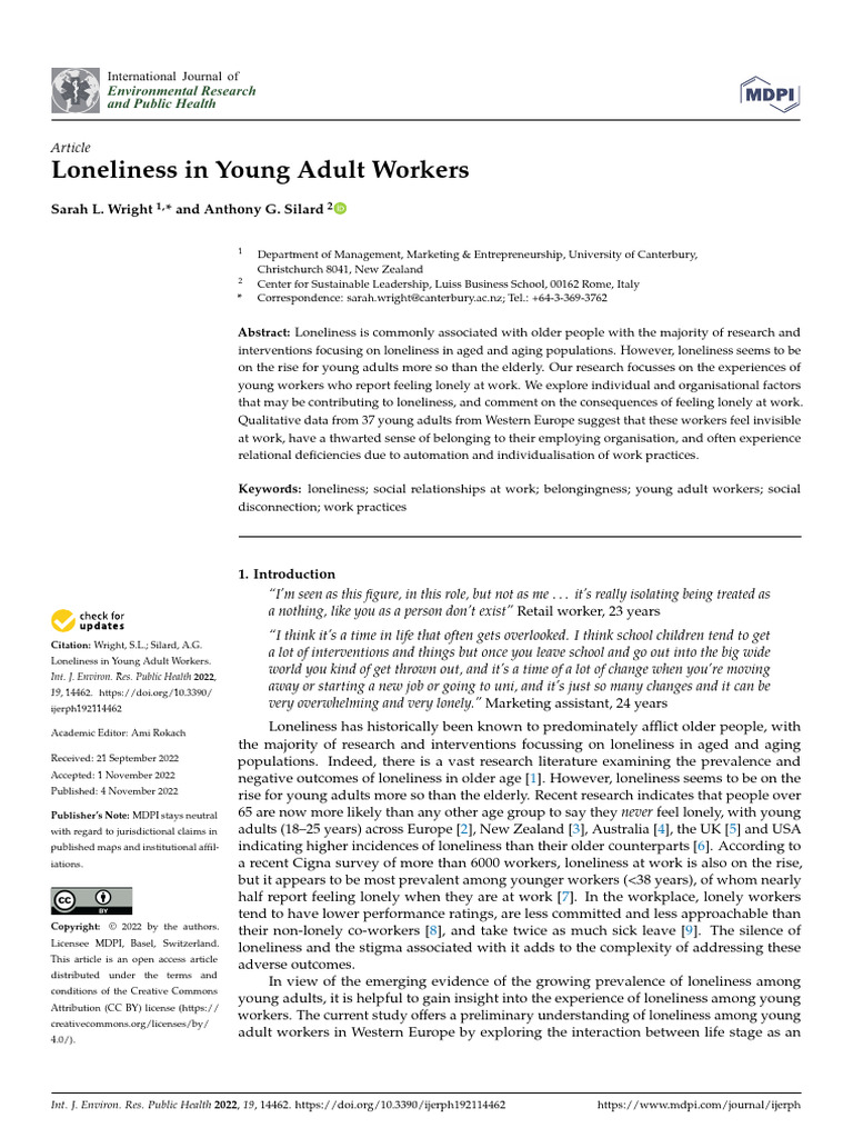 Loneliness_in_Young_Adult_Workers | PDF | Loneliness | Interpersonal ...