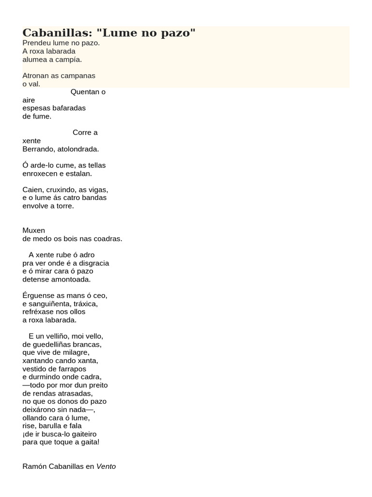 Comentario Lume No Pazo | PDF