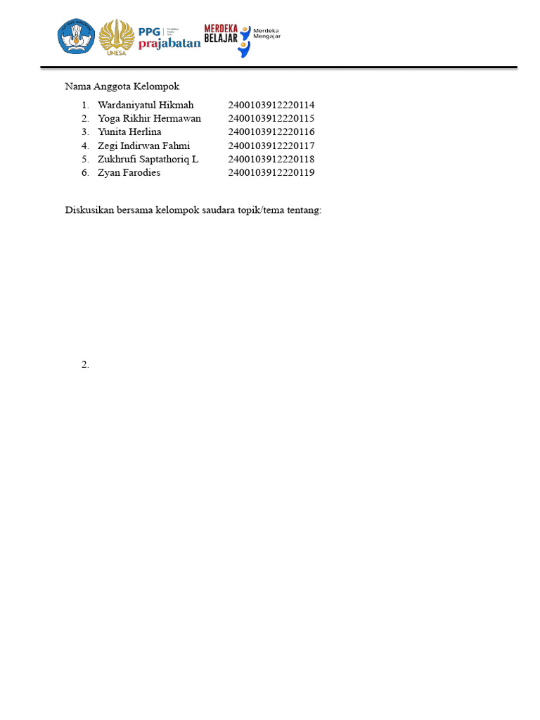 TOPIK 1 - EKSPLORASI KONSEP - LK KELOMPOK | PDF