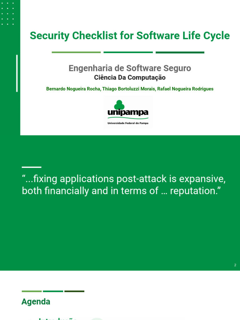 Security Life Cycle Checklist | PDF | Programas | Informática