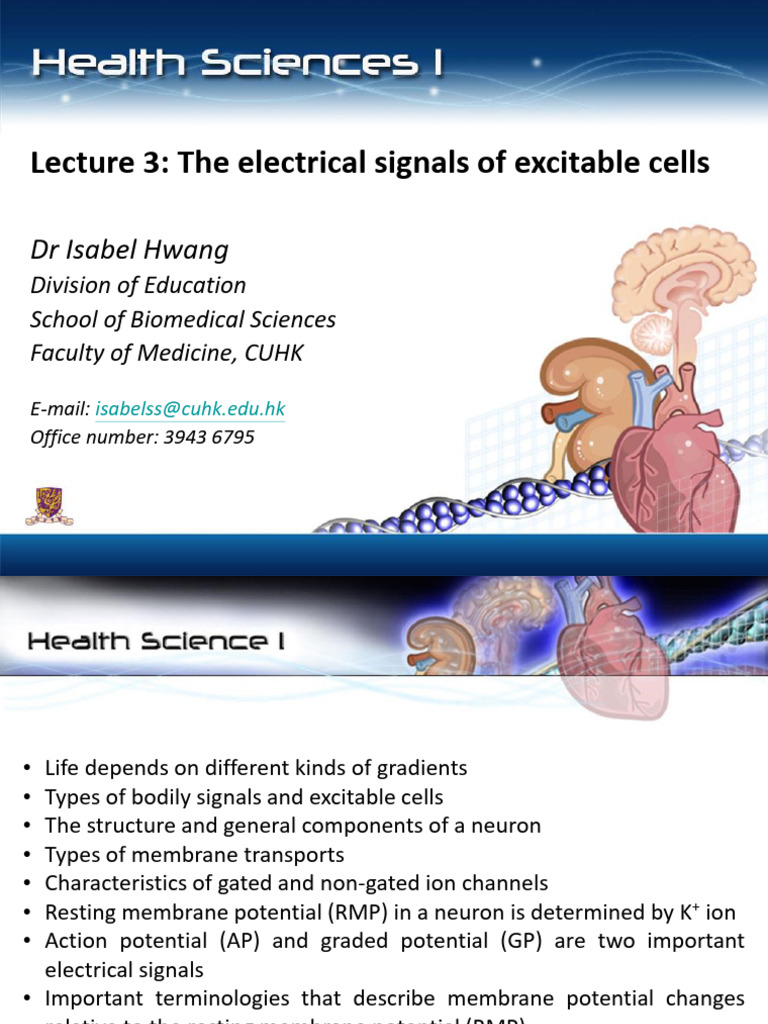 Lecture 3_The electrical signals of excitable cells (MEDF1011- student ...