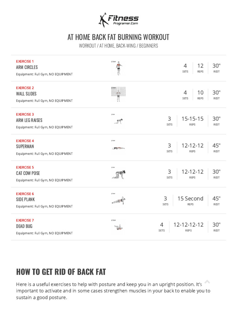At Home Back Fat Burning Workout Workout Routine Created by Kuzey | PDF ...