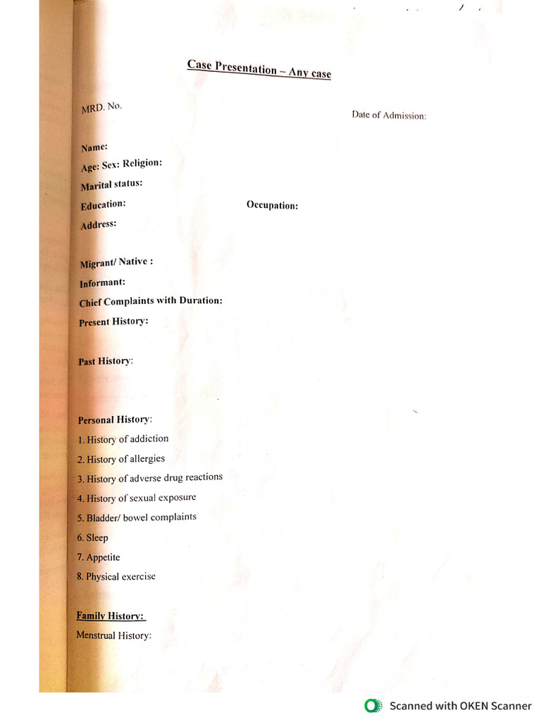 Skeleton of Case History | PDF