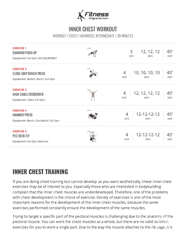 Inner Chest Workout For Size and Maximum Chest Separation | PDF ...