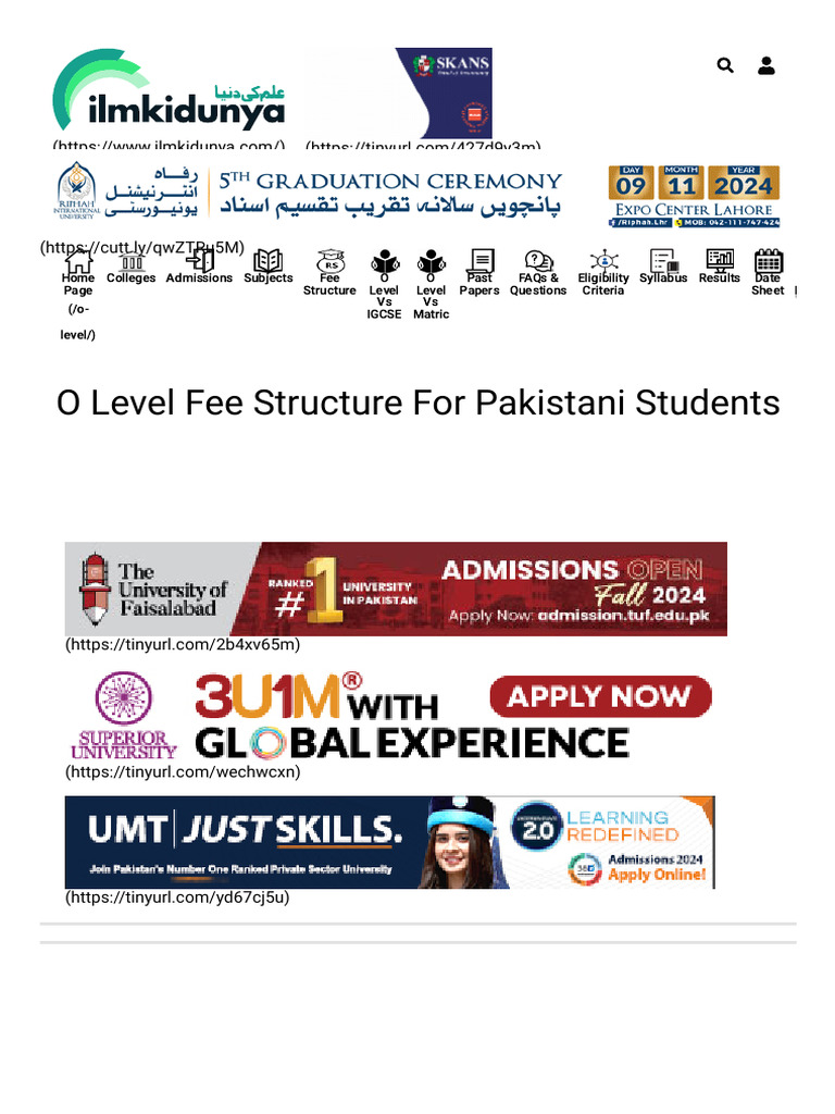 O Level Fee Structure For Pakistani Students | PDF | Vocational ...