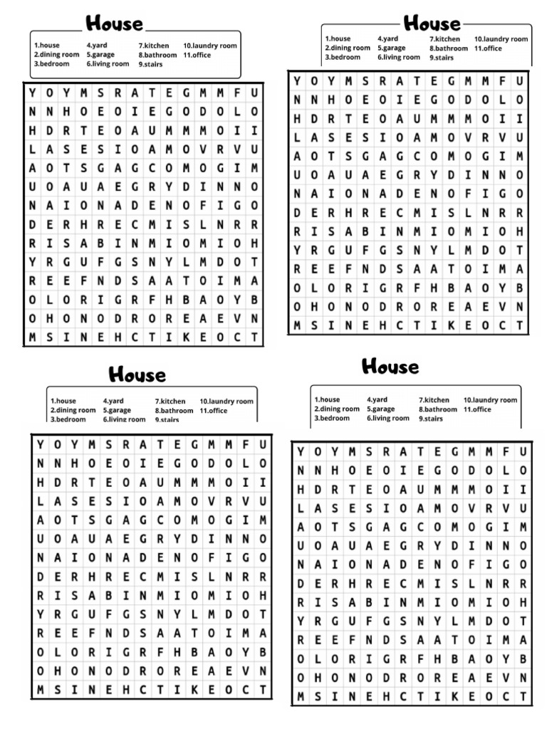 Kids 7 k7 House Wordsearch | PDF