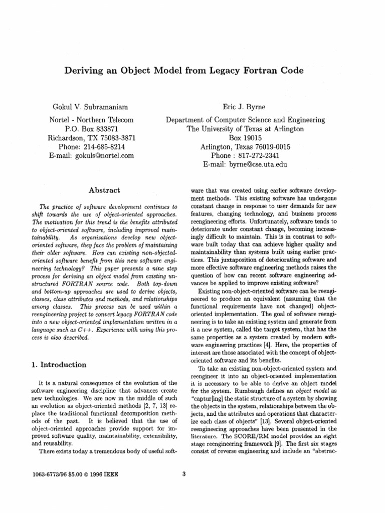 Deriving An Object Model From Legacy Fortran Code | PDF | Class ...
