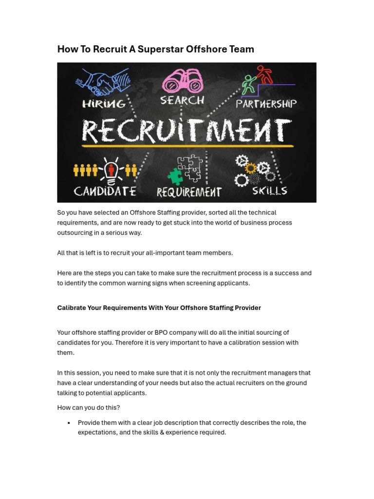 Recruiting Top Offshore Team Members | PDF | Recruitment | Outsourcing