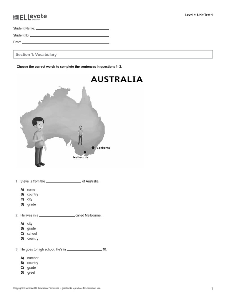 Teen ELL L1 Unit 01 UnitTest | PDF | Schools | Applied Linguistics