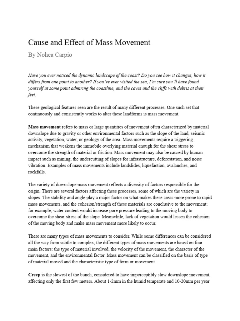 Understanding Mass Movement Effects | PDF | Landslide | Environmental ...