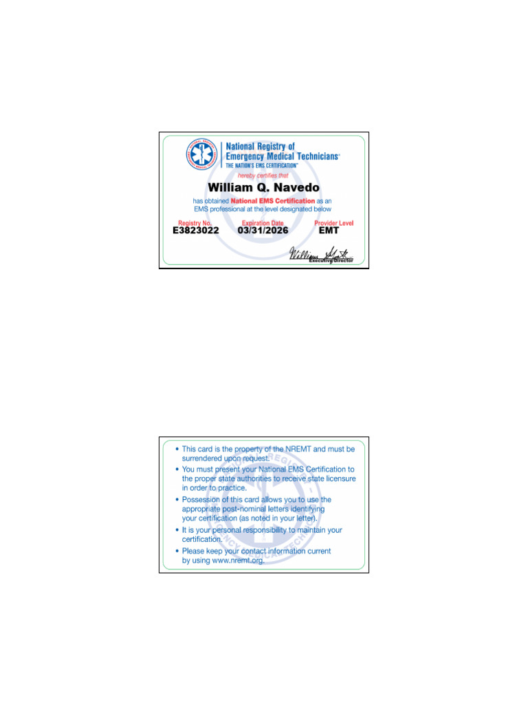 NREMT Card | PDF