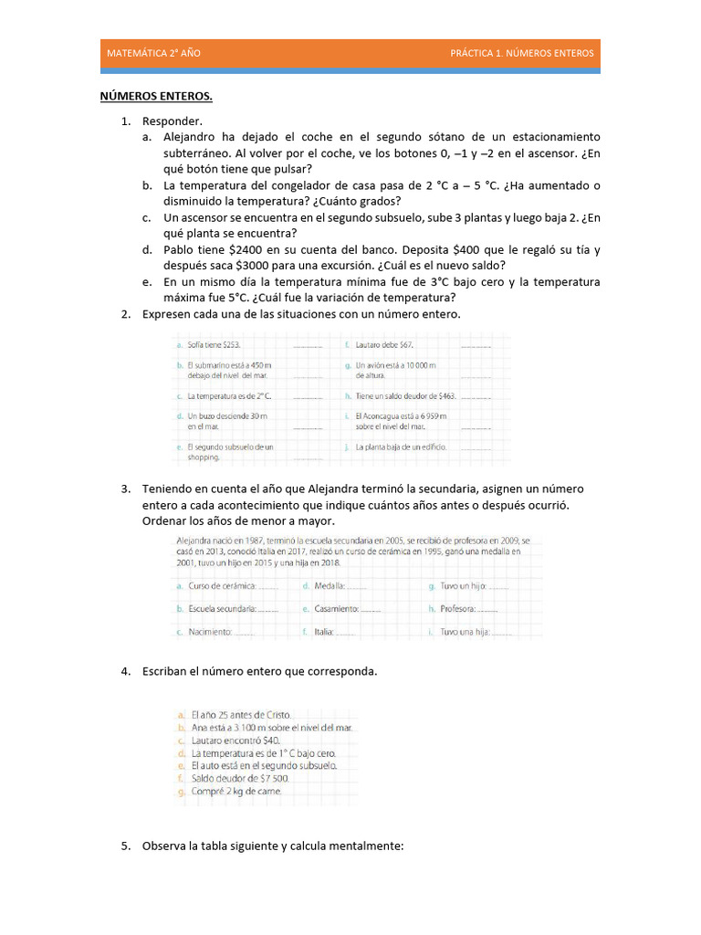 PR-CTICA 1. N-meros Enteros | PDF