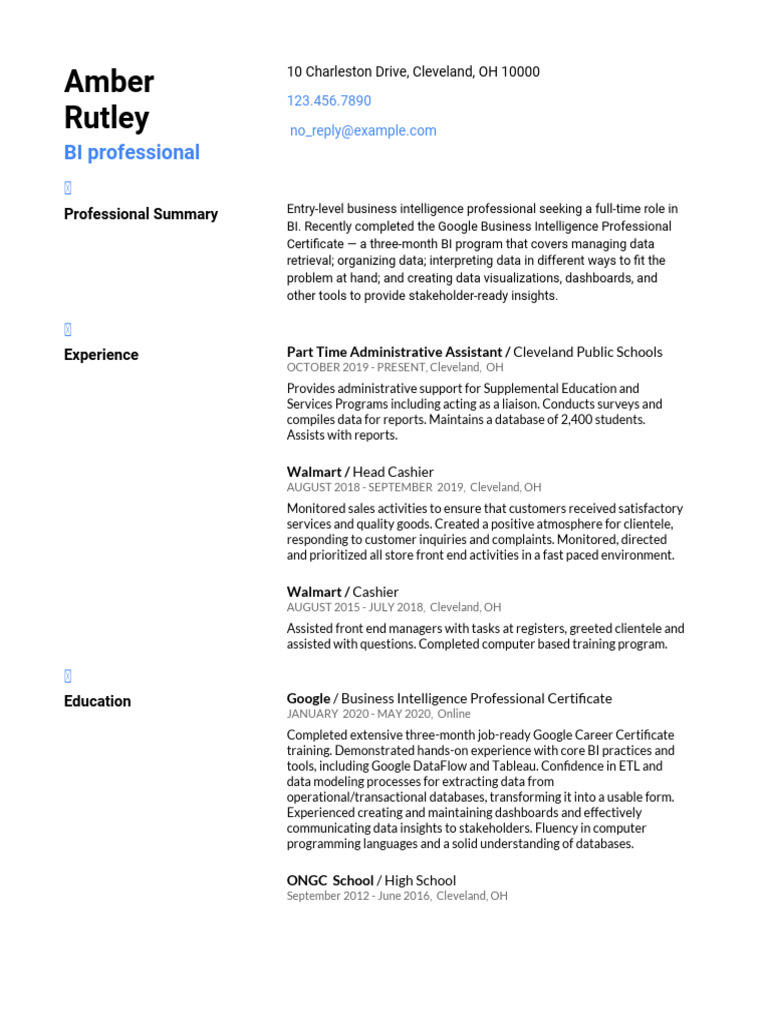 xAvB7RIoSAecMmEa9TGSjA - Sample Resume Final Draft | PDF | Data | Business Intelligence