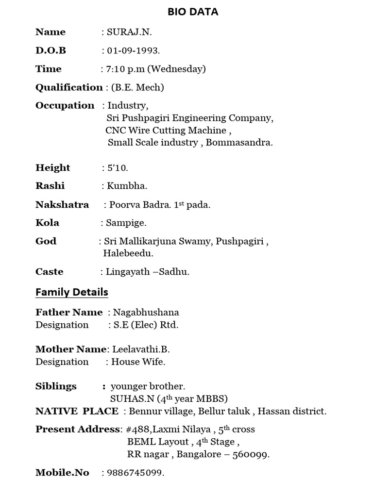 Bio Data | PDF