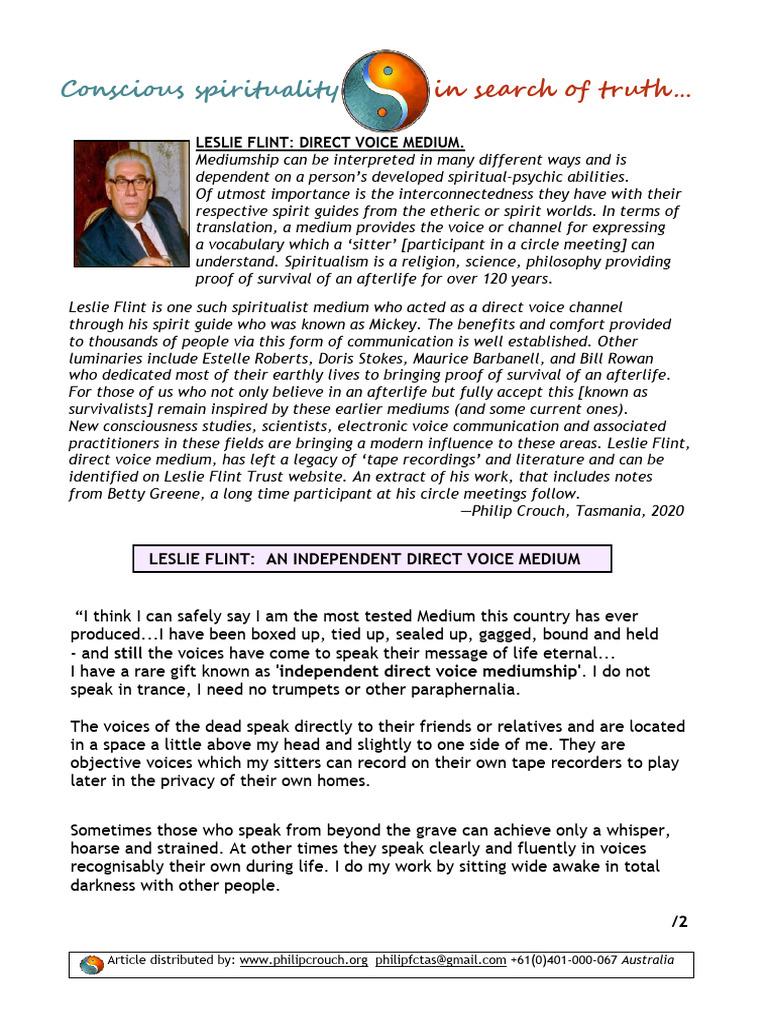 Mediums Leslie Flint Direct Voice | PDF | Mediumship | Spiritualism