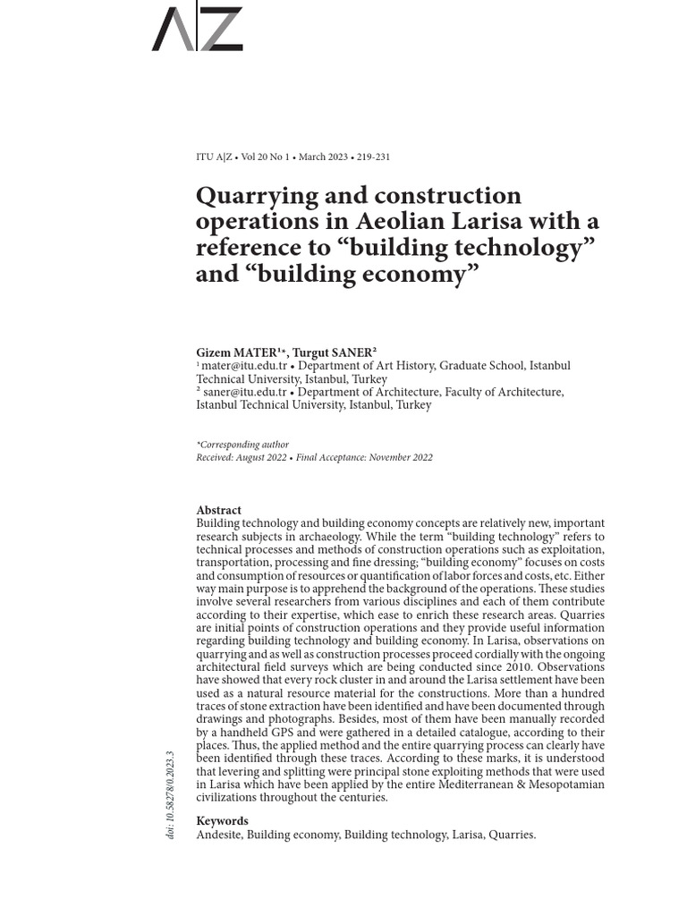 Quarrying and Construction in Larisa | PDF | Igneous Rock | Fortification
