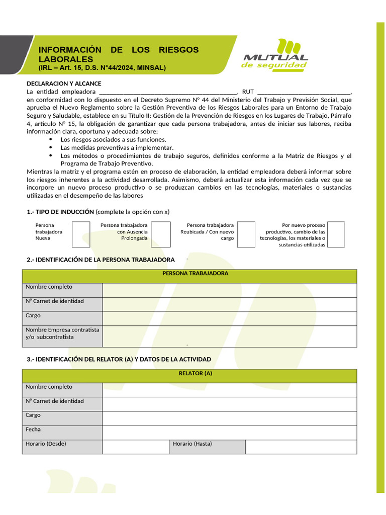 Formulario IRL Mutual de Seguridad v3 | PDF | ruido