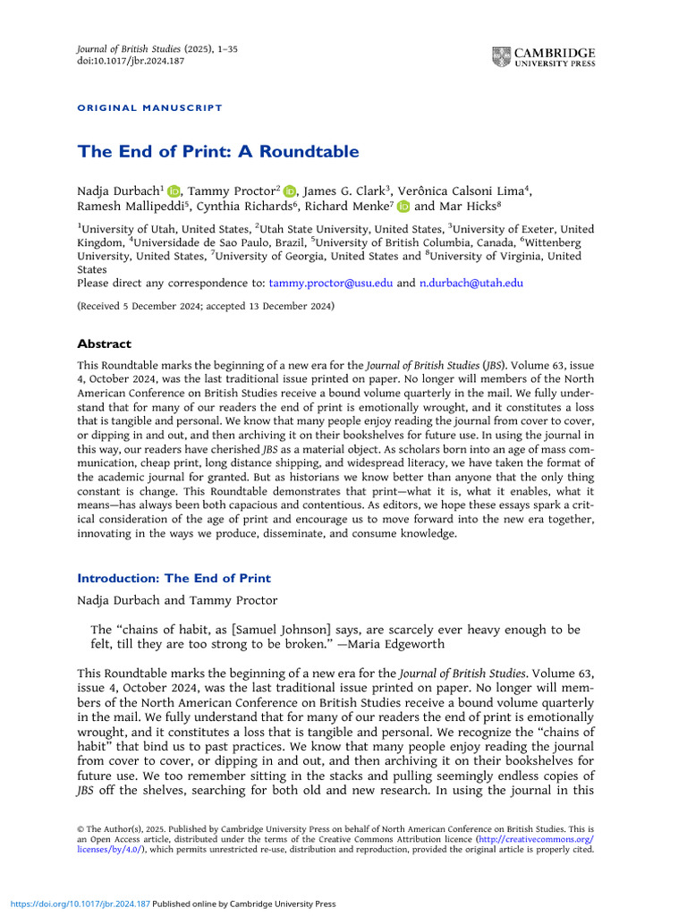 the-end-of-print-a-roundtable | PDF | Books | Printing Press