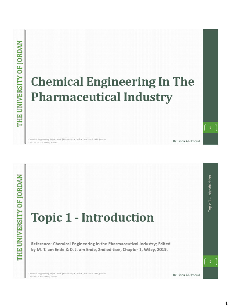 Pharmaceutical Industry-JU-Topic 1-Introduction | PDF | Engineering ...