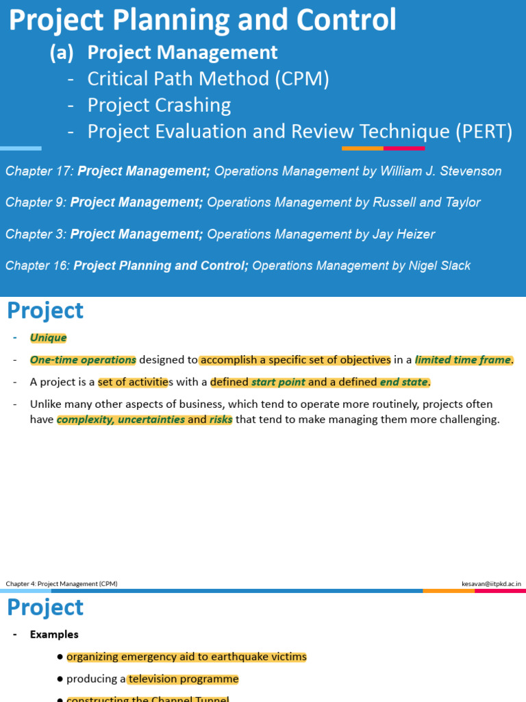 Chapter 4 - Project Management (CPM - CRASHING - PERT) - Handout | PDF ...