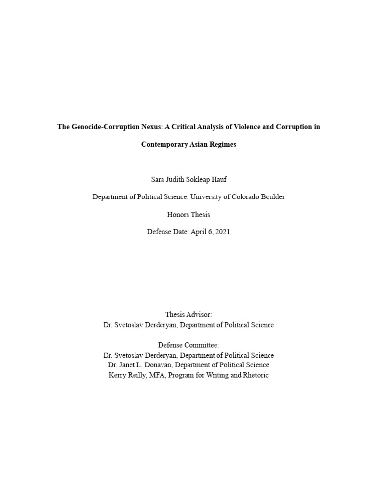 Hauf Final Honors Thesis Draft | PDF | Violence | Genocides